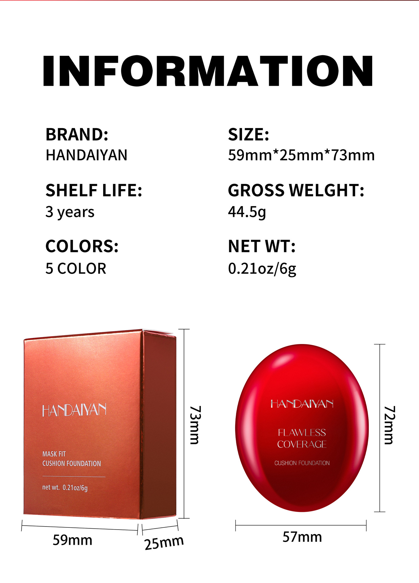 HANDAIYAN Long-Lasting Transfer-Proof Concealing Foundation Cushion ...