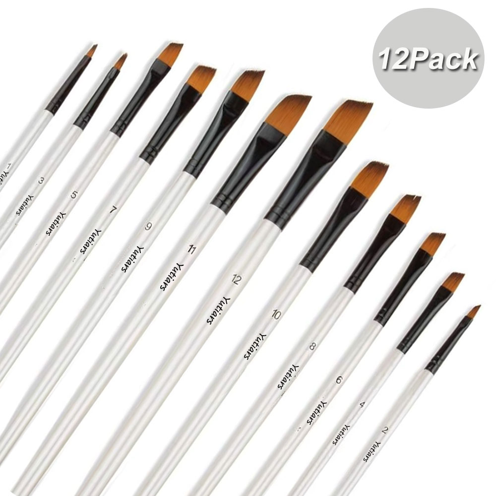 12-piece Pearl White Angled Brush Set | Nylon Hair for Acrylics ...