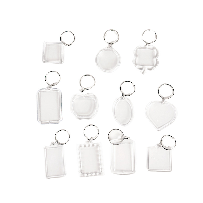 10pcs Clear Acrylic Photo Frame Keychain Photo Insert Keyrings Blank ...