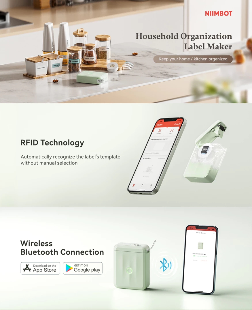 Niimbot D110 Label Printer Portable Wireless Bluetooth Thermal Label ...