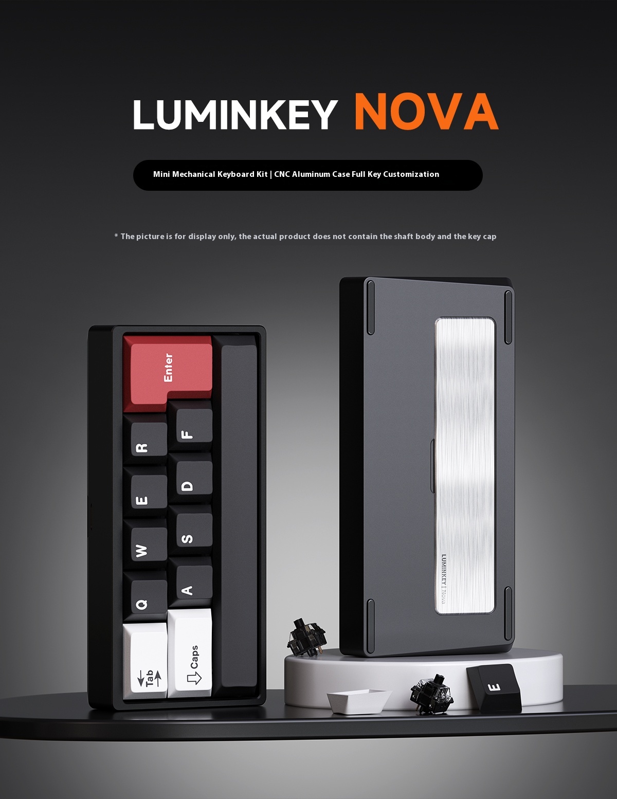 LUMINKEY NOVA Aluminum Wired Mechanical Keyboard Kit 12 Key Hot swappable GASKET Custom Keyboard ...