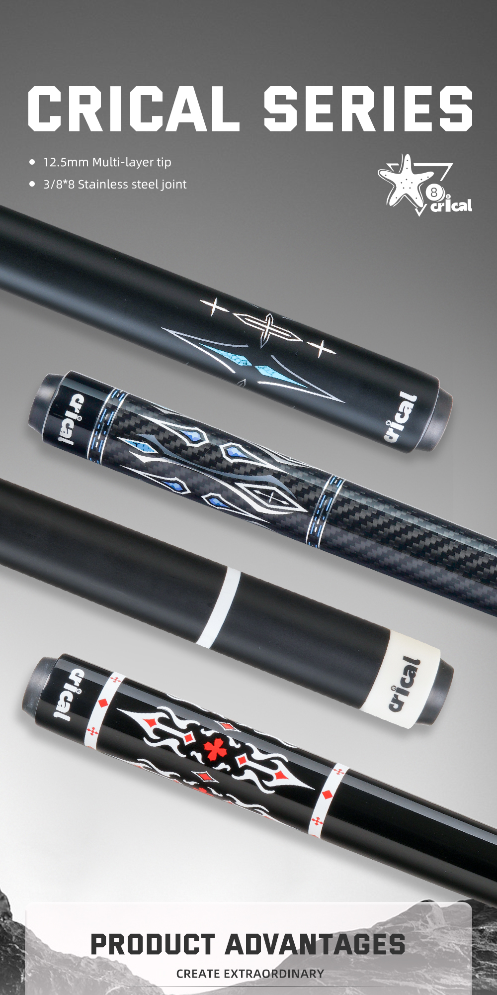 CRICAL Carbon Fiber Pool Cue Stick 58" Billiard Cue Sticks Full Carbon ...