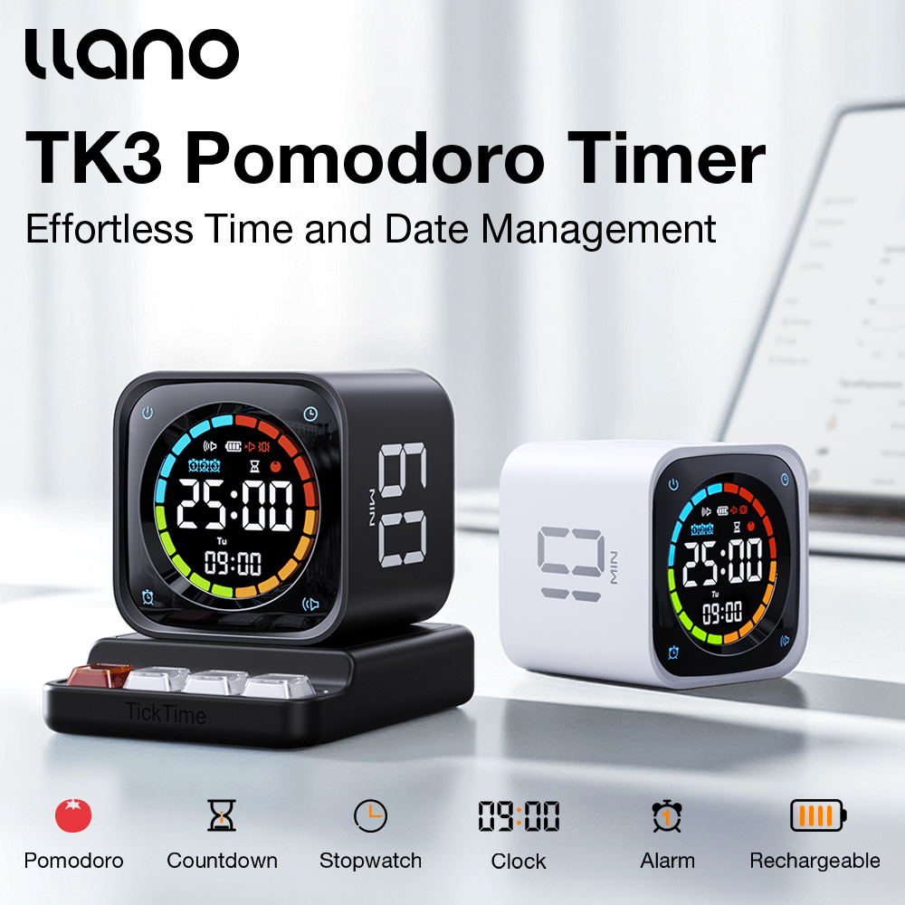 LLANO TK3 Pomodoro Timer Cube | 4-in-1: Countdown, Pomodoro, Alarm ...