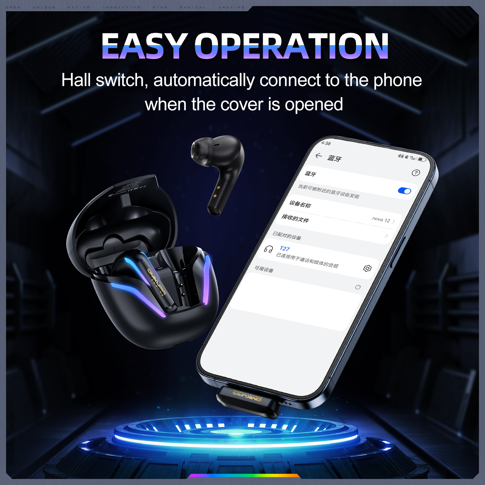 ONIKUMA T27 Bluetooth 5.3 gaming earphone, with three connection modes ...