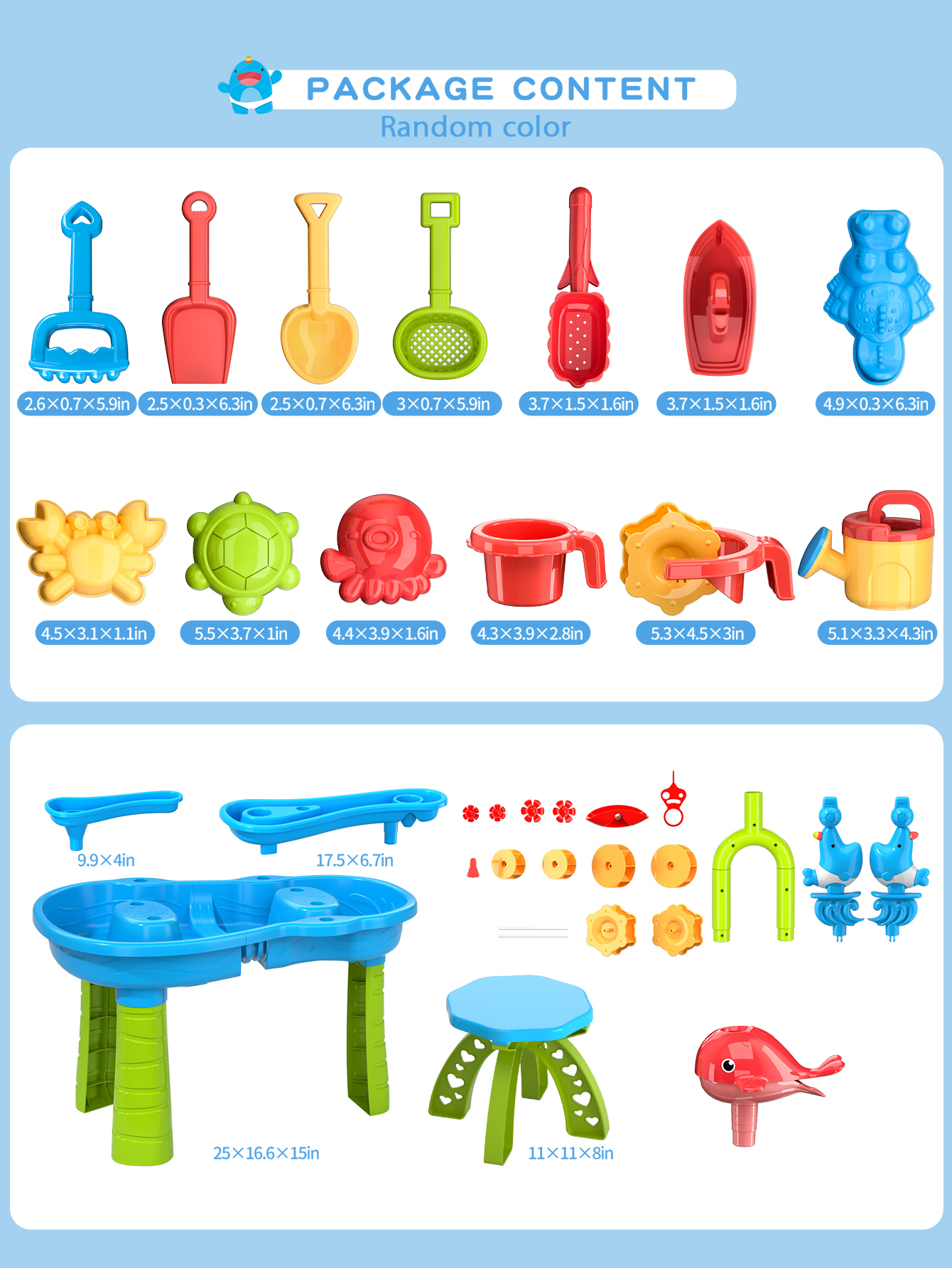 Childrens Water Table Waterfall Outdoor Toys Multiple Shapes Sand Beach ...