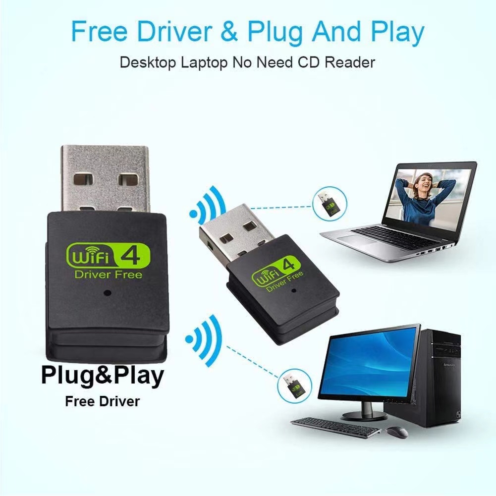 【YP】USB WIFI Dongle For Desktop 600Mbps Bluetooth Wireless WiFi Adapter ...