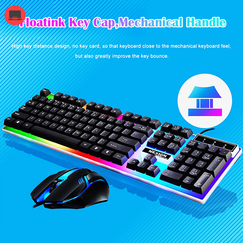 Nexion Gaming Keyboard+Mouse Set LED Backlight 3 In 1 Wired Keyboard ...