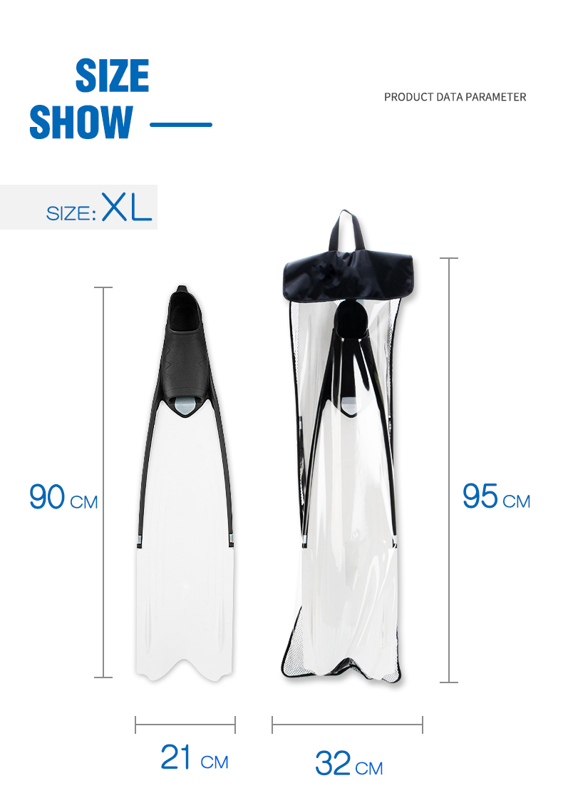 Uunisports Professional Freediving fins Mask set Long fins Spearfishing ...
