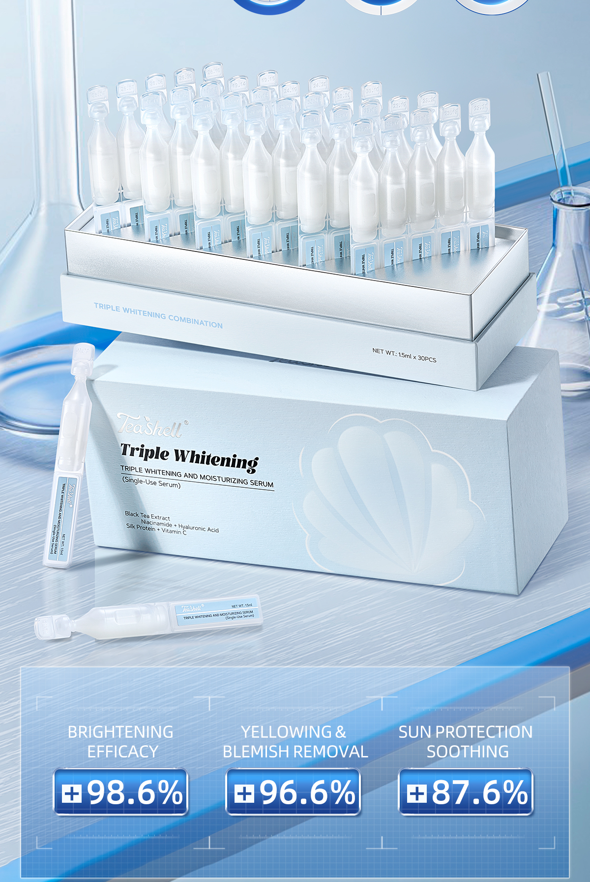 【Glow Up】JMCY× TEASHELL Whitening Ampoule Travel Set Brightening ...