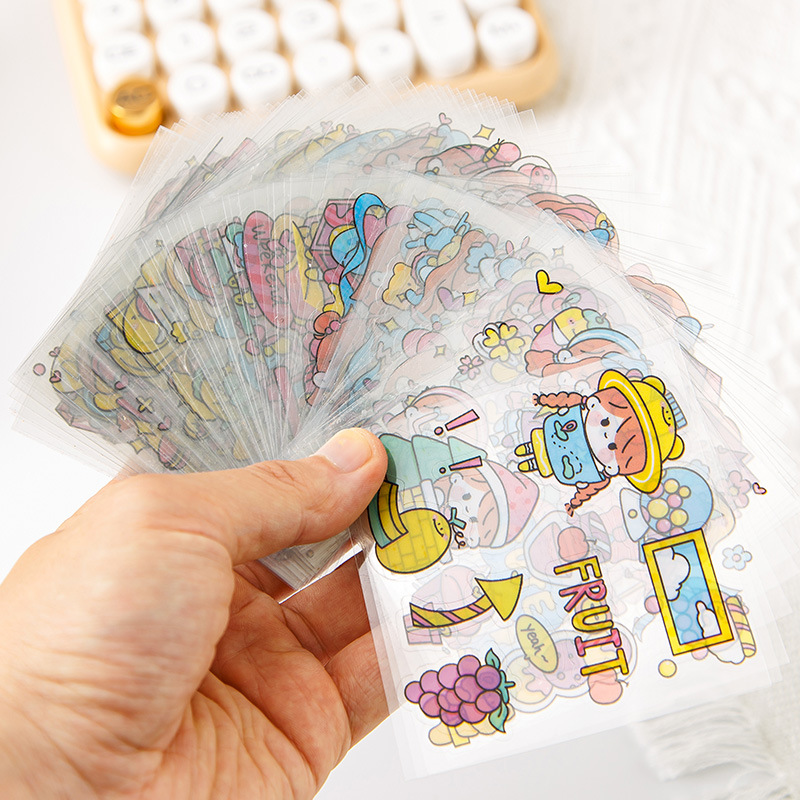 PET transparent stickers cartoon cute cartoon material stickers ...