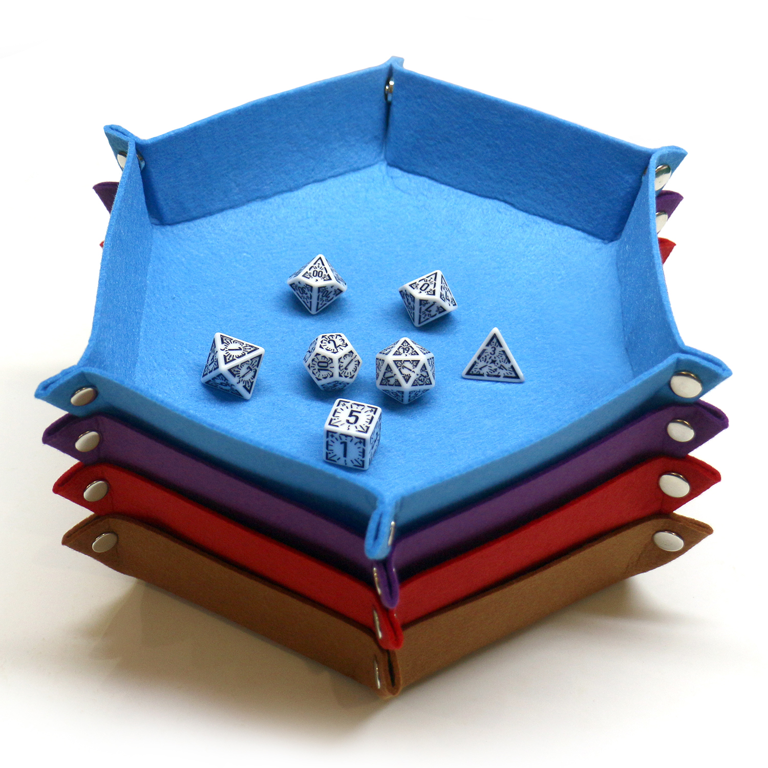 1PC Dice Tray Set Foldable Dice Trays Hexagon Dice Rolling Tray Felt ...