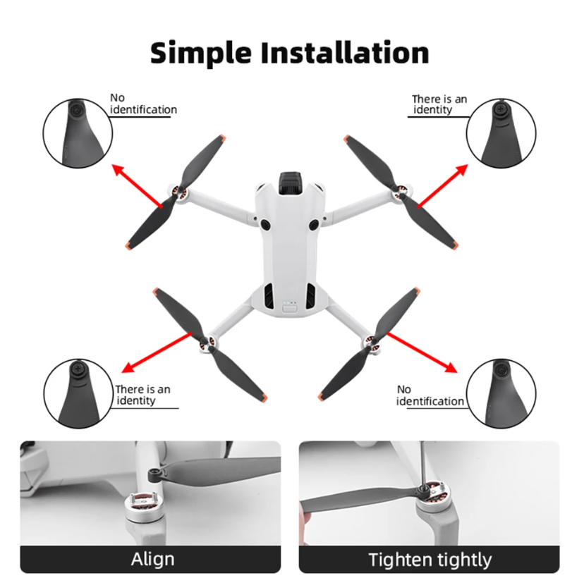 Propeller With Screws Drone Propeller Low-Noise Props For DJI Mini 4 Pro/Mini 3 Pro/Mini 2 Pro ...