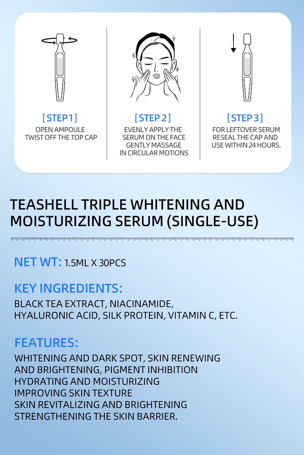 【Glow Up】JMCY× TEASHELL Whitening Ampoule Travel Set Brightening ...