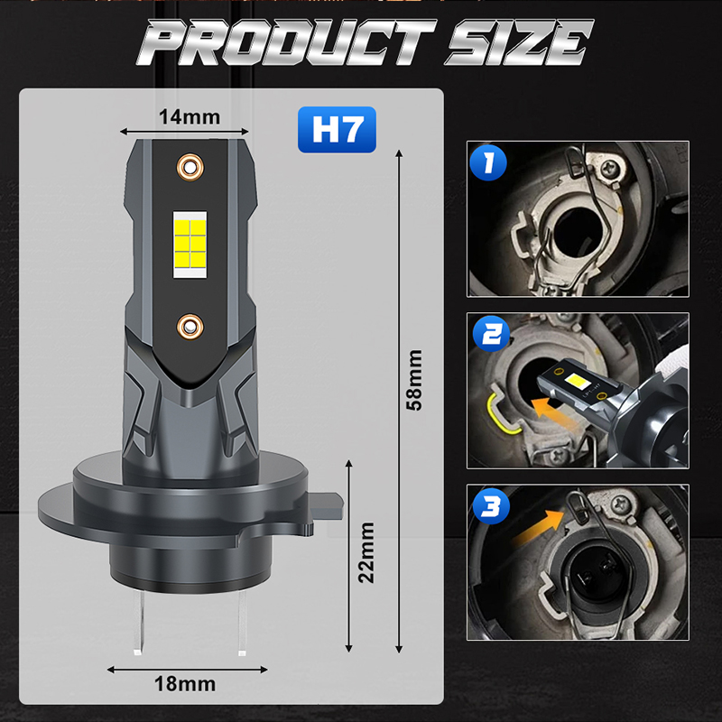 2PCS LED H7 Headlights Bulbs 150W 20000LM Car Light 7535 CSP Chips STG ...