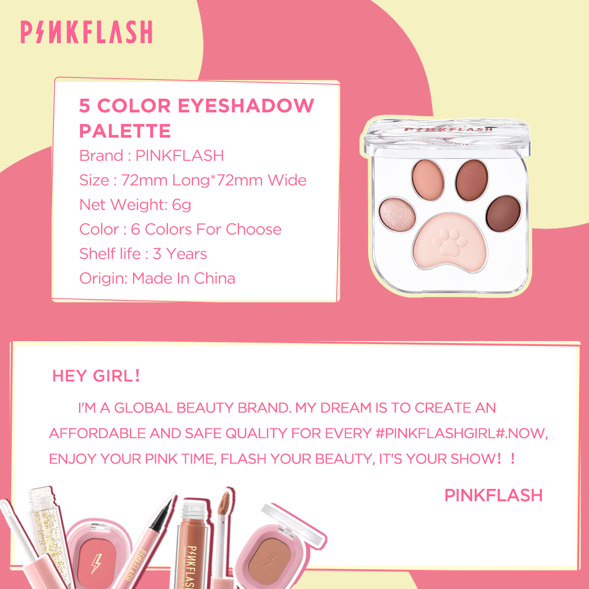 Pinkflash Pawfect Wink 5-colors Eyeshadow Palette High Pigmented ...