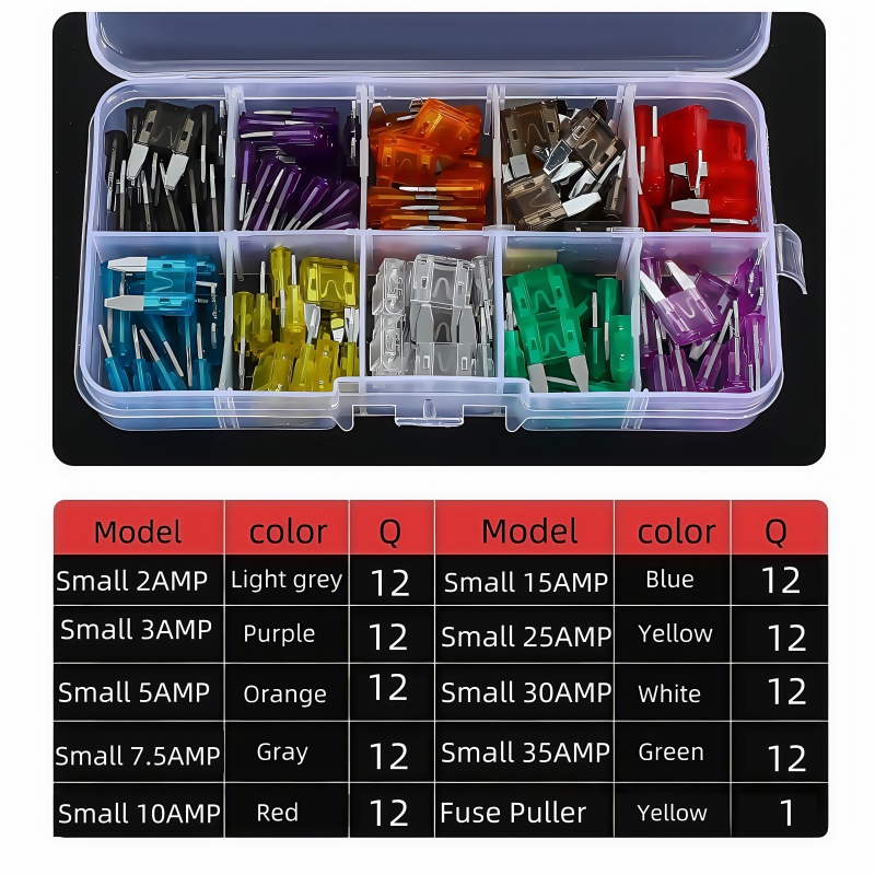 100PCS Automotive Standard Fuse Set Blade Type with Various 2-35A for ...