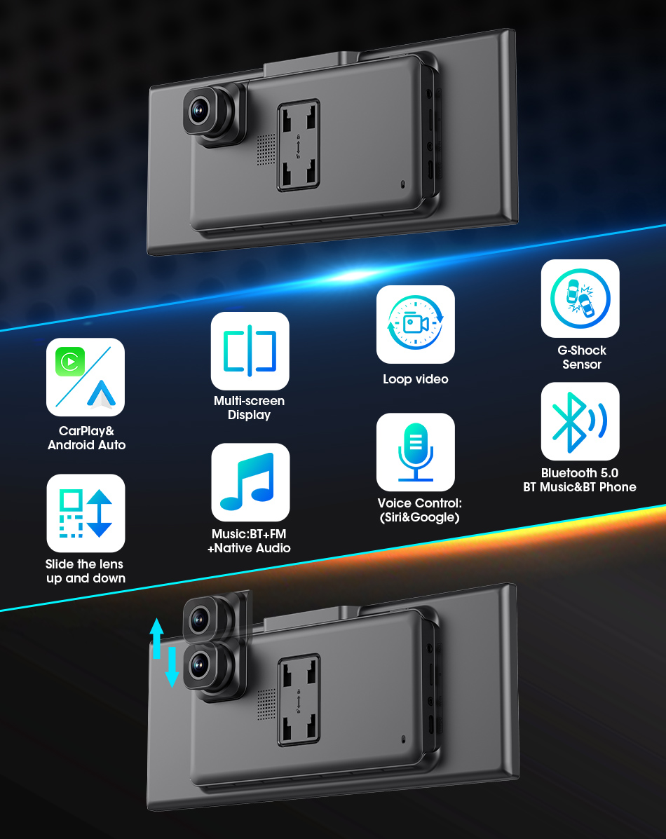 Jansite 11.26 Inch Portable Car Video Recorder UHD 4K Voice Control GPS ...