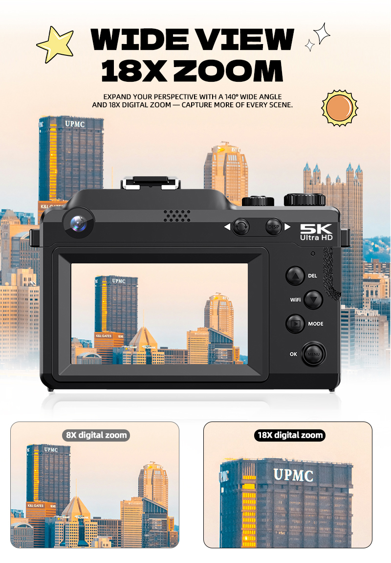 KiTBEEZ KP-3 4K WiFi Digital Camera 64MP Camera For Photography 18X ...