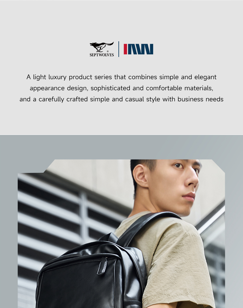 [SEPTWOLVES] Leather Backpack Men pu Schoolbag College Students 2025 ...