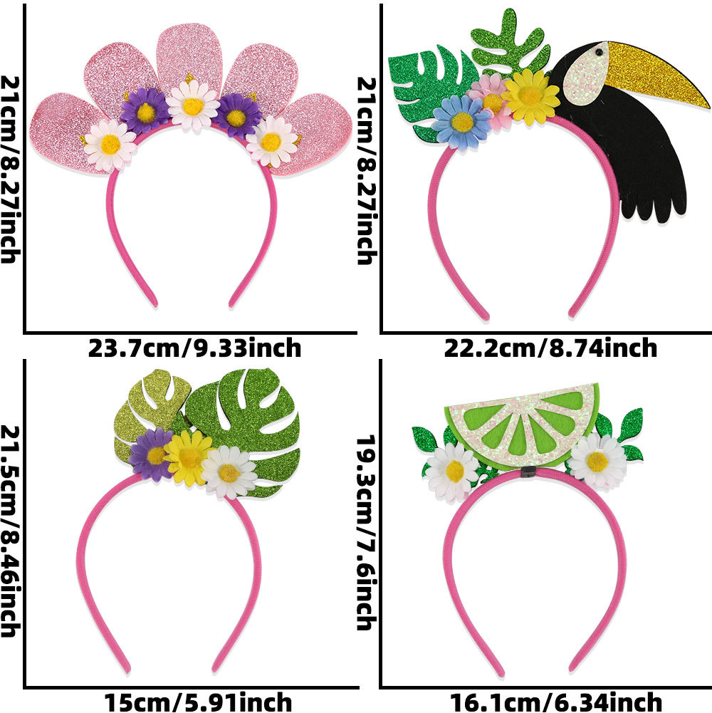 Hawaiian Party Headband Hawaii Flamingo Pineapple Coconut Tree Hairband ...