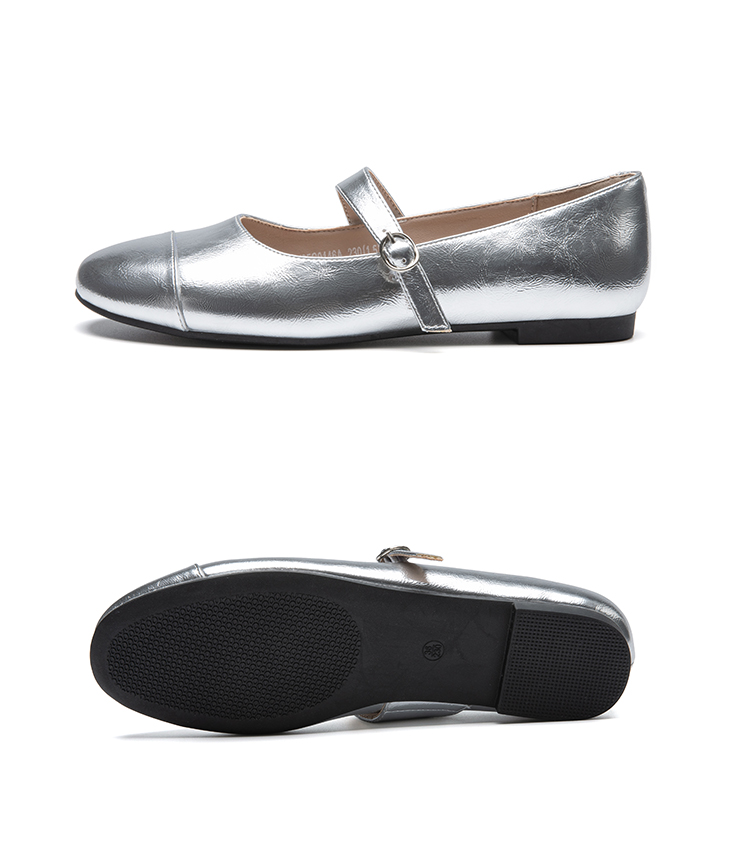 DUSTO Mary Jane Shoes Low Heel Horizontal Strap Women's Shoes Silver ...