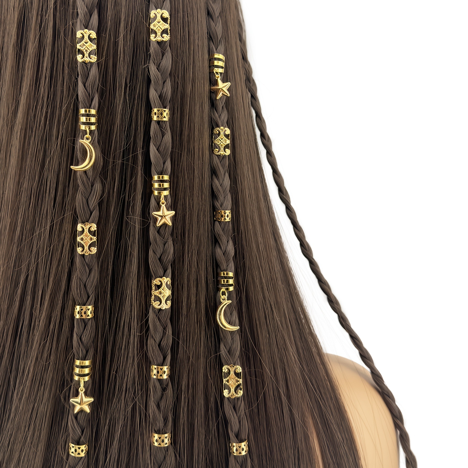 35pcs Hollow Braid Hair Rings with Star Moon Charms Dreadlock Hair ...