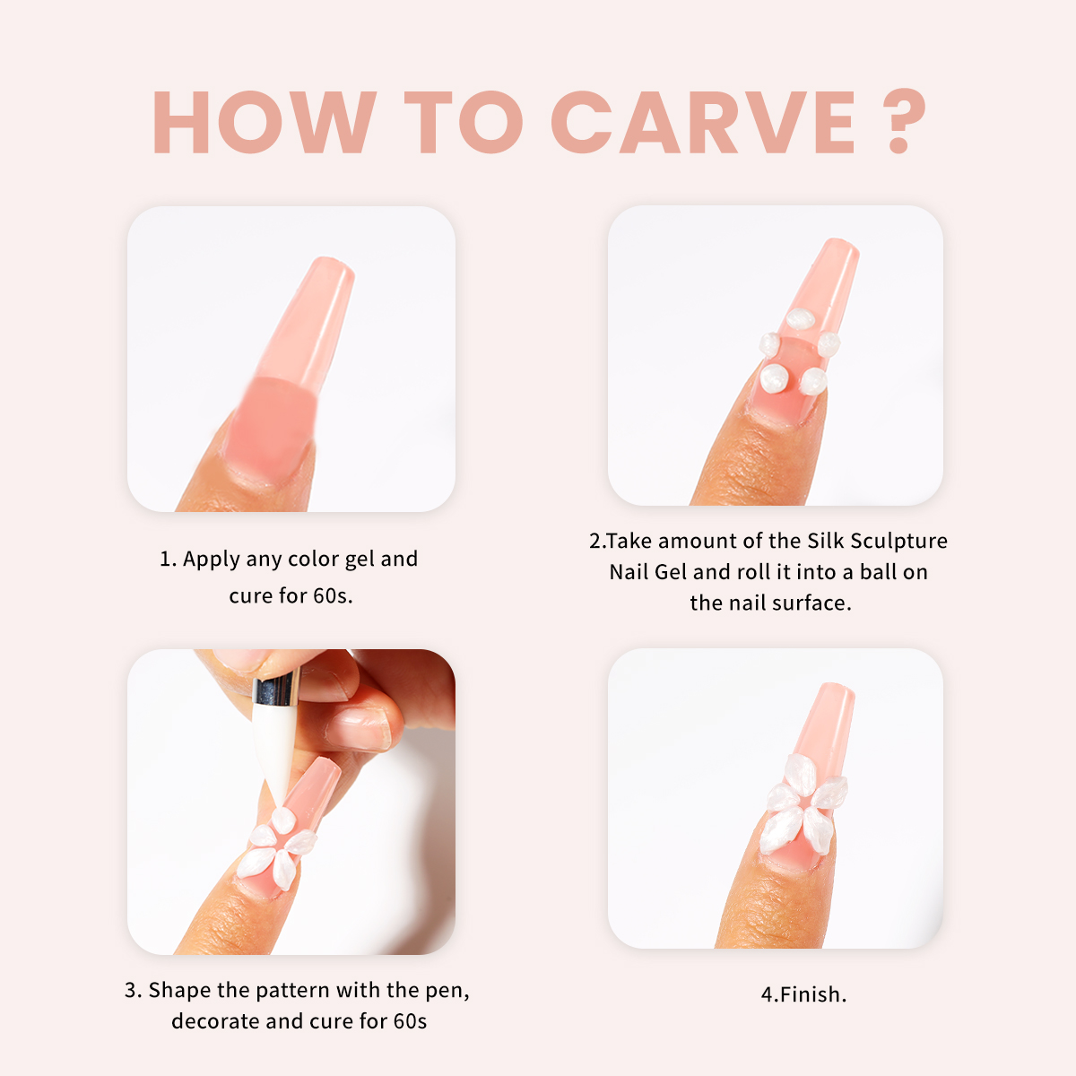 Monja 3D Non-stick Hand Sculpture Nail Art Gel, Pearl Shell Thread ...