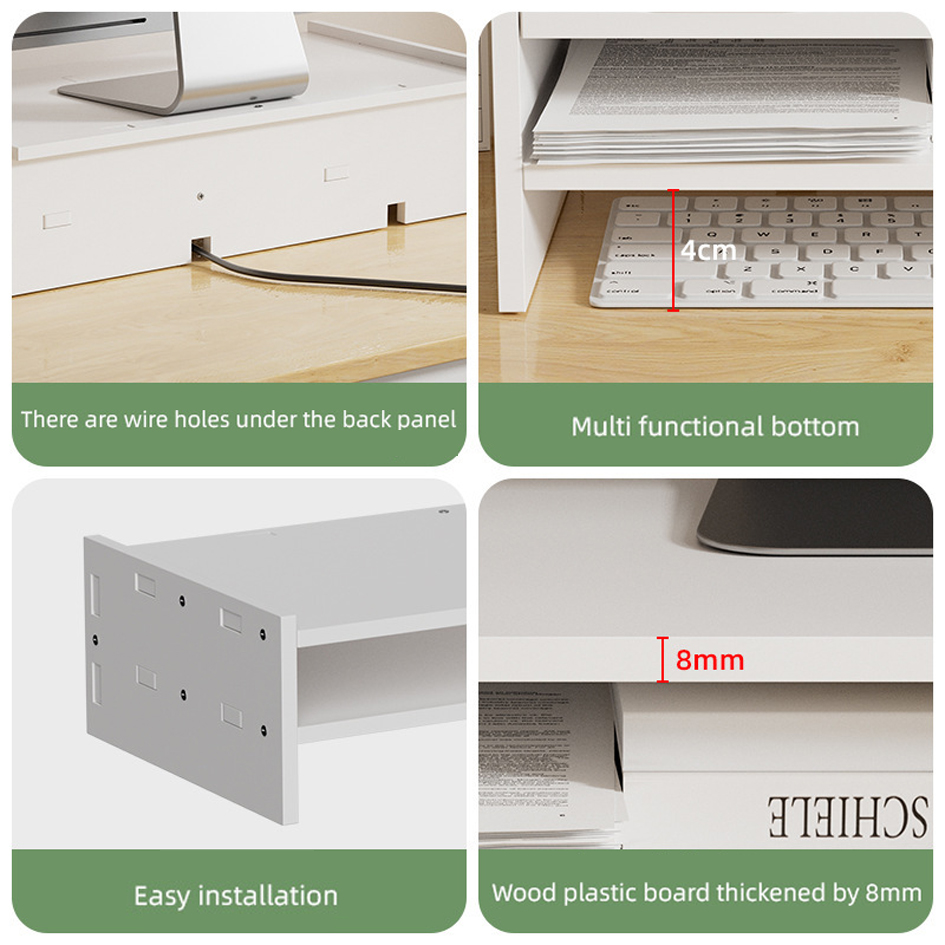 Computer Monitor Stand Riser Tray Desktop Shelf Organizer Space Saving ...