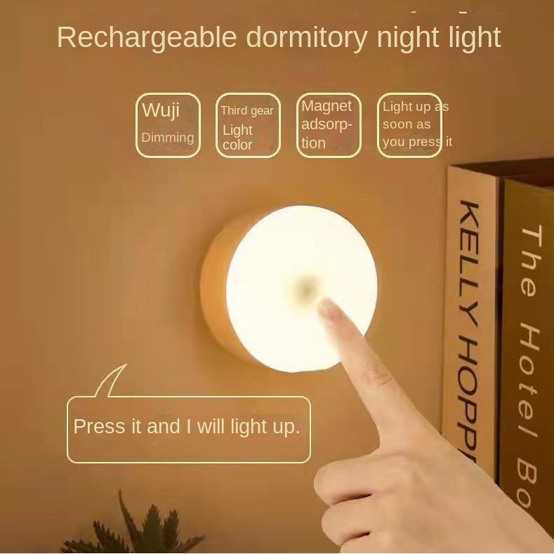 Stick-On Push Lamp - USB Rechargeable Wireless Night Light for Cabinets ...