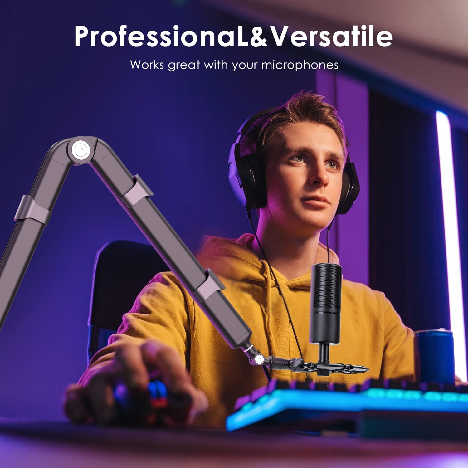 Microphone Boom Arm - Universal Mic Stand Compatible with HyperX ...