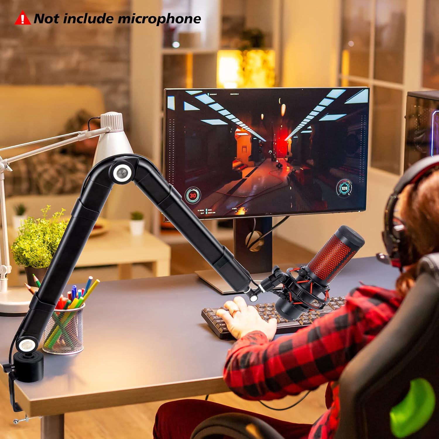 Microphone Boom Arm - Universal Mic Stand Compatible with HyperX ...