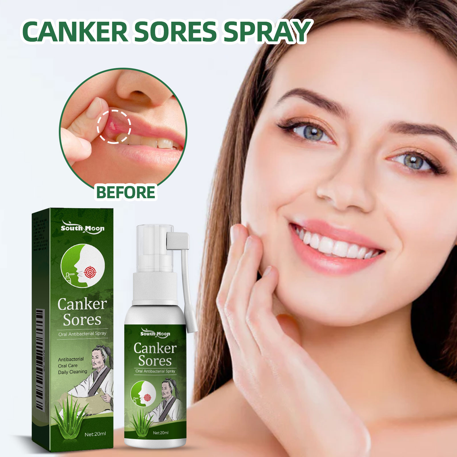 Natural Extract Antibacterial Mouth Spray for Oral Care, Ulcers ...