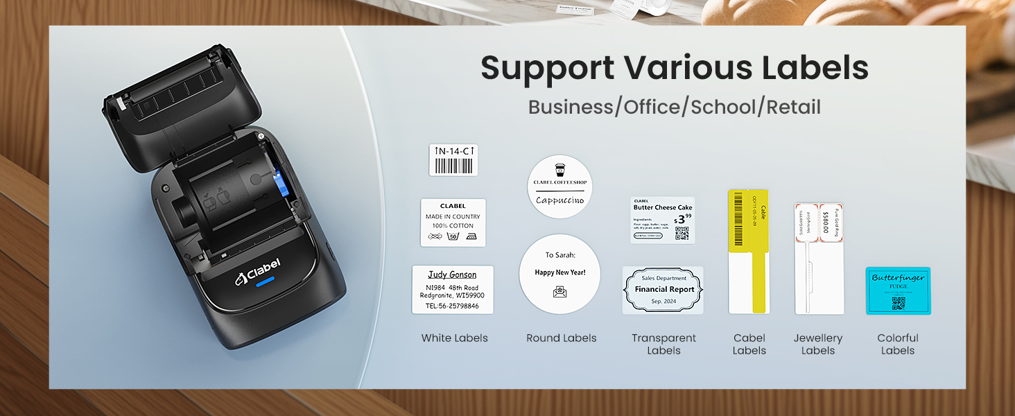 CLABEL 221B Portable Bluetooth Thermal Label Maker Mini Printer for ...