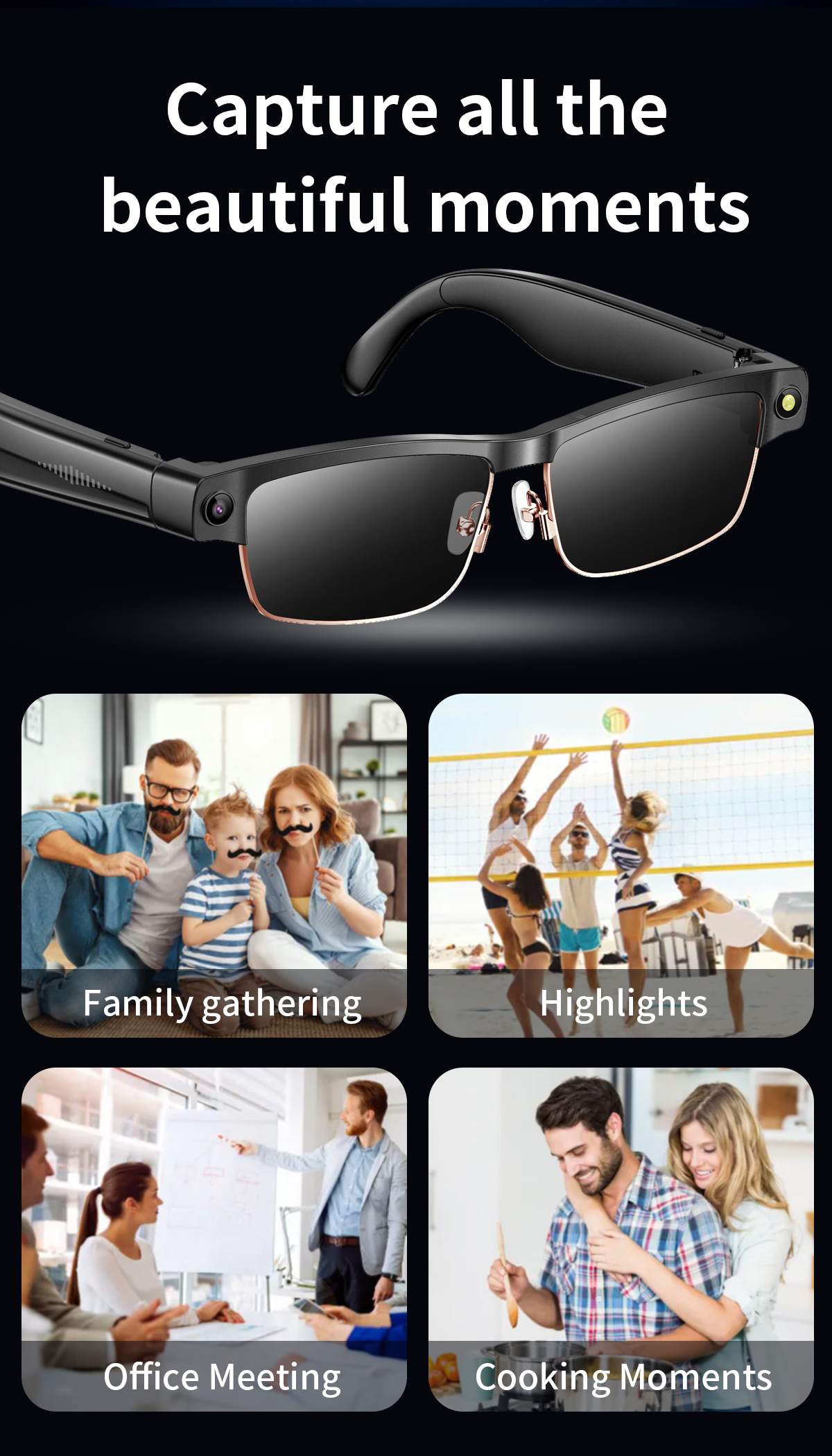 L802 Smart AI Glasses Recording Videos Ai Photo Recognition Answer Translation Bluetooth Call ...