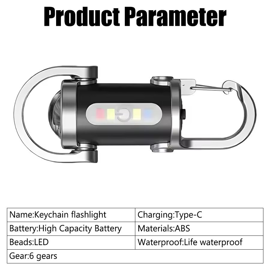 Mini Keychain Flashlight Rechargeable Waterproof Emergency Light ...