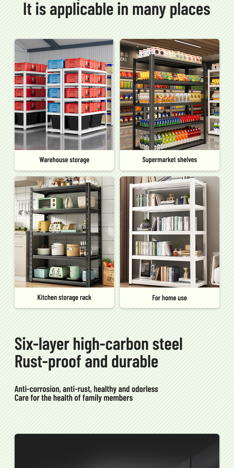 6layer Metal rack organizer layer Boltless Steel Rack Shelves Stainless ...