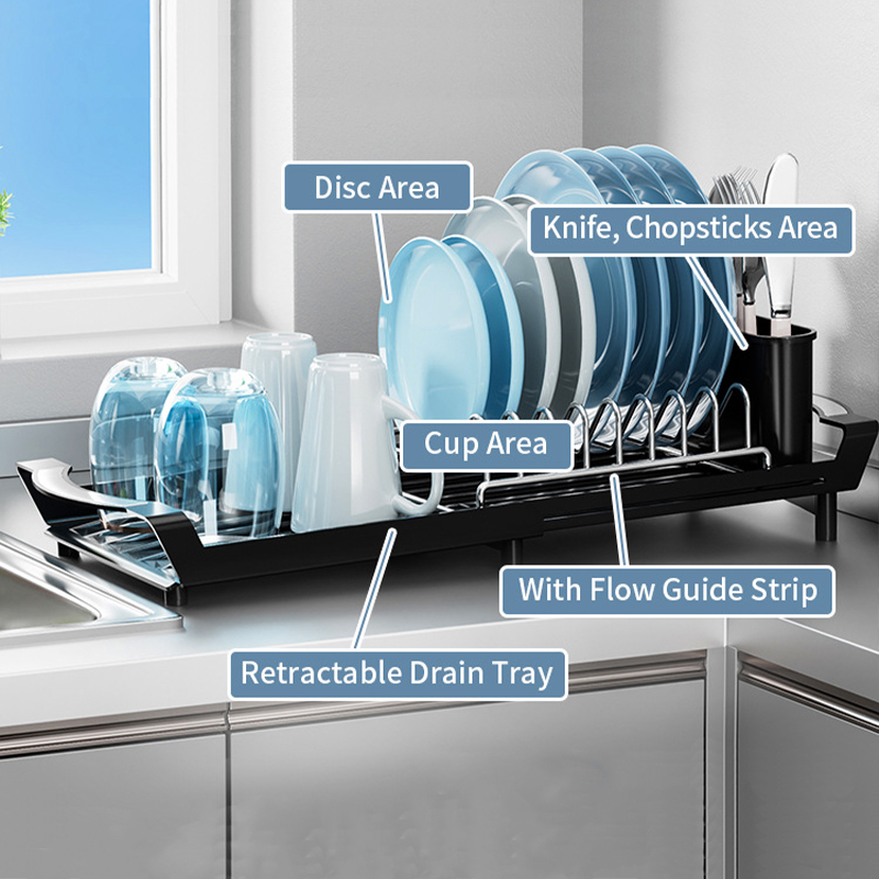 LivinEase Retractable Dish Rack Expandable Storage For Kitchen Drain ...