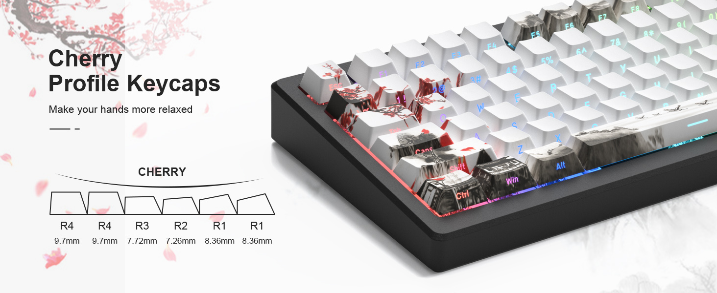 WOMIER 127 Keys Cherry Blossom Japanese Shine Through Keycaps Custom ...