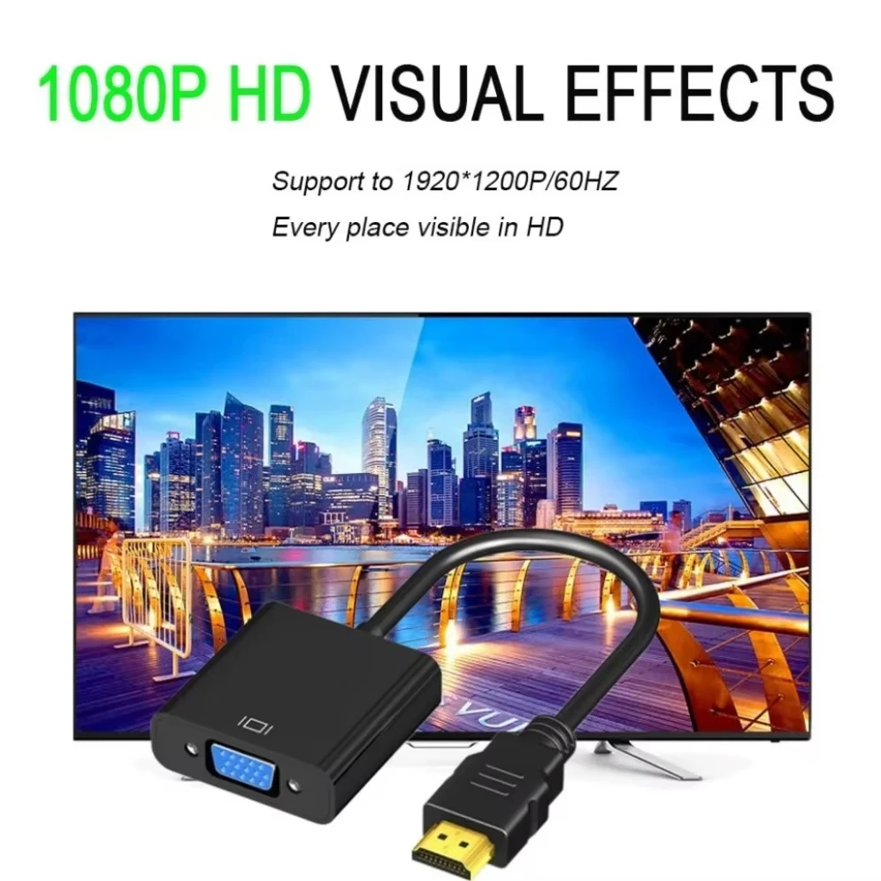 QMQF HDMI VGA Adapter VGA Cable Digital to Analog Video Audio Converter ...