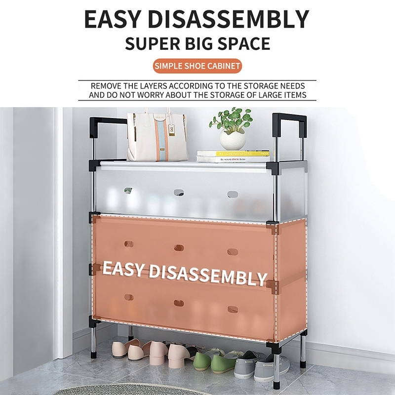 4/5/6 Layers Shoe Rack Organizer With Cover Stainless Steel Dustrproof ...