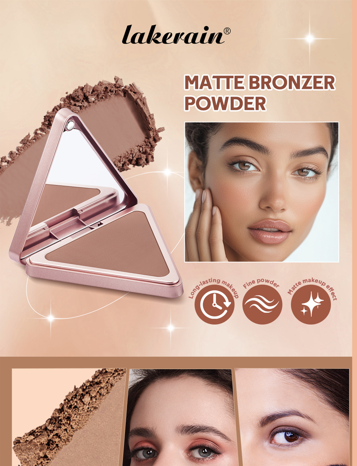 Lakerain Matte Bronzer Powder Single Color Contouring Powder Oil ...