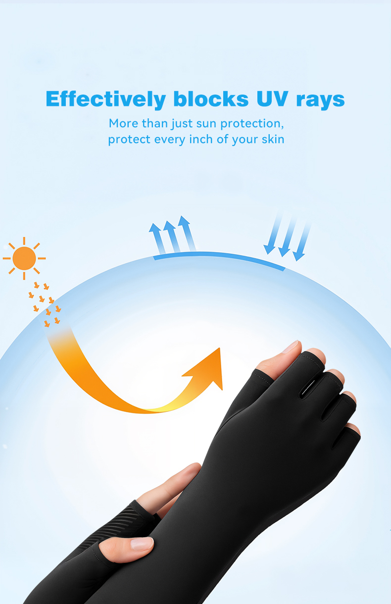 Soloever Full Arm Sunscreen Ice Sleeves Gloves With Fingerless Upf50 ...