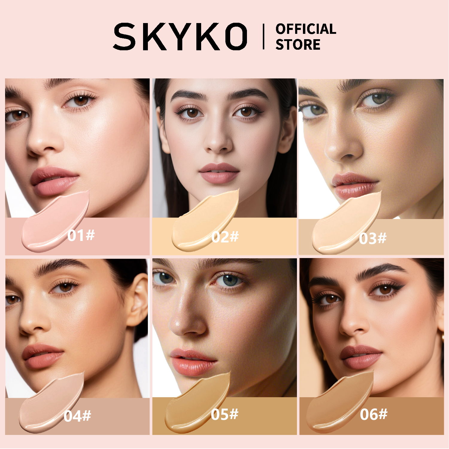 SKYKO Matte Foundation Waterproof Longlasting Full Cover 20g 6 Colors ...