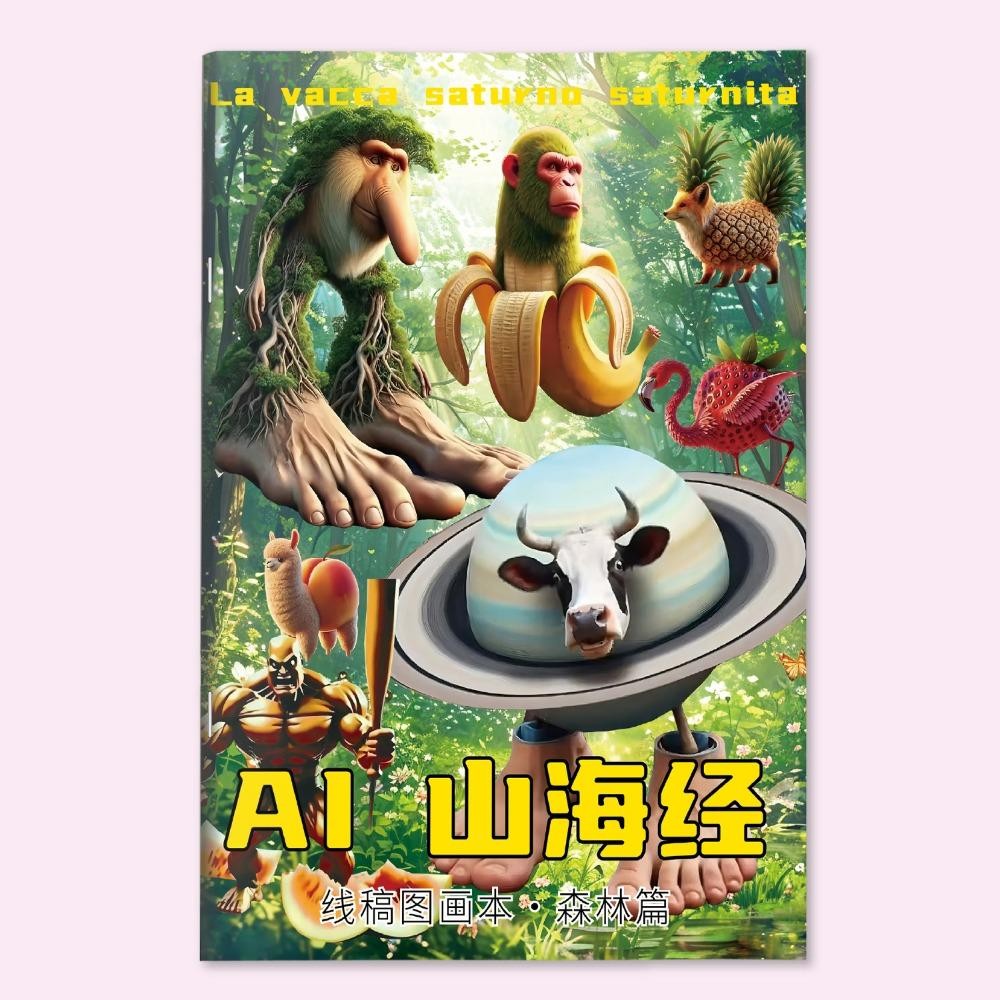 Tungtungsahur cartoon coloring book, AI Shanhaijing tung thung sahur ...