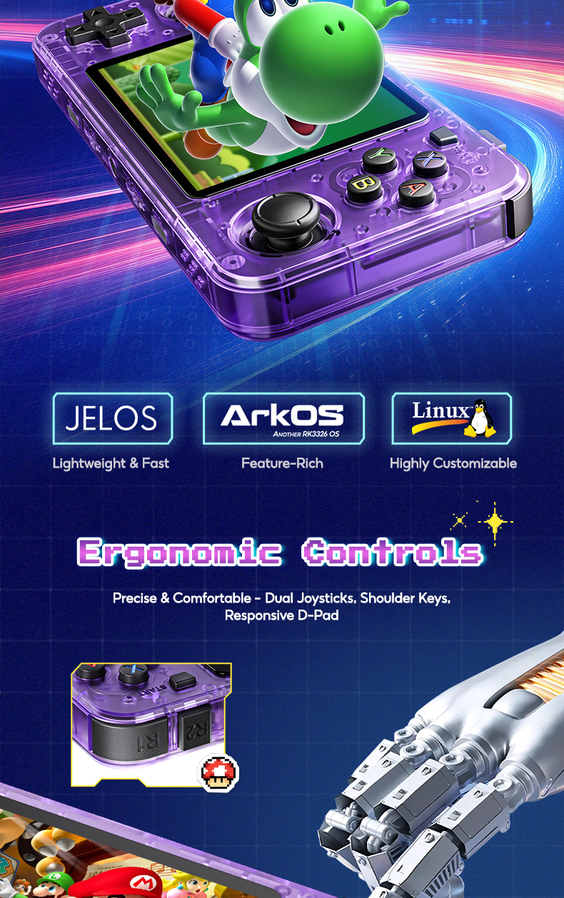 MODOFO R36H Retro Handheld Video Game Console Linux System 3.5 Inch IPS ...