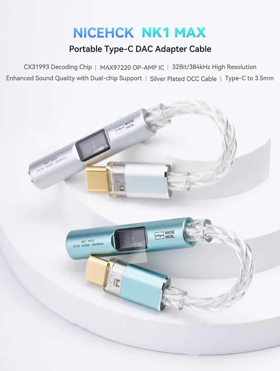 FAAEAL NICEHCK NK1 MAX DAC Adapter Cable CX31993+MAX97220 Decoding Chip Enhanced Sound Quality ...