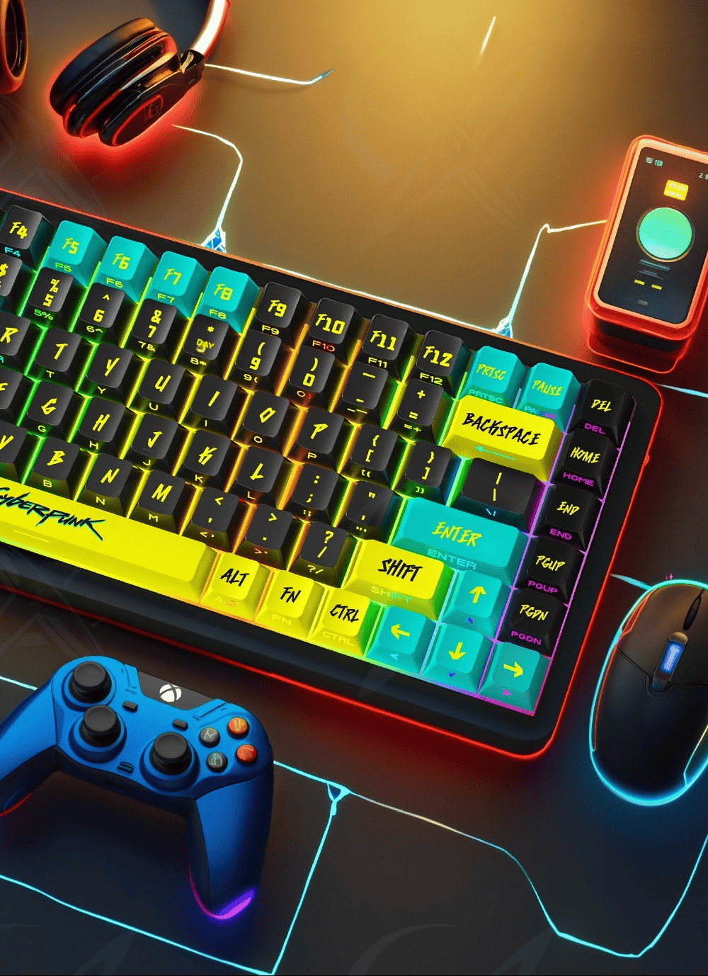 Cyberpunk keycap OEM 129 keys Inspired PBT Side-Printed Backlit Keycaps ...