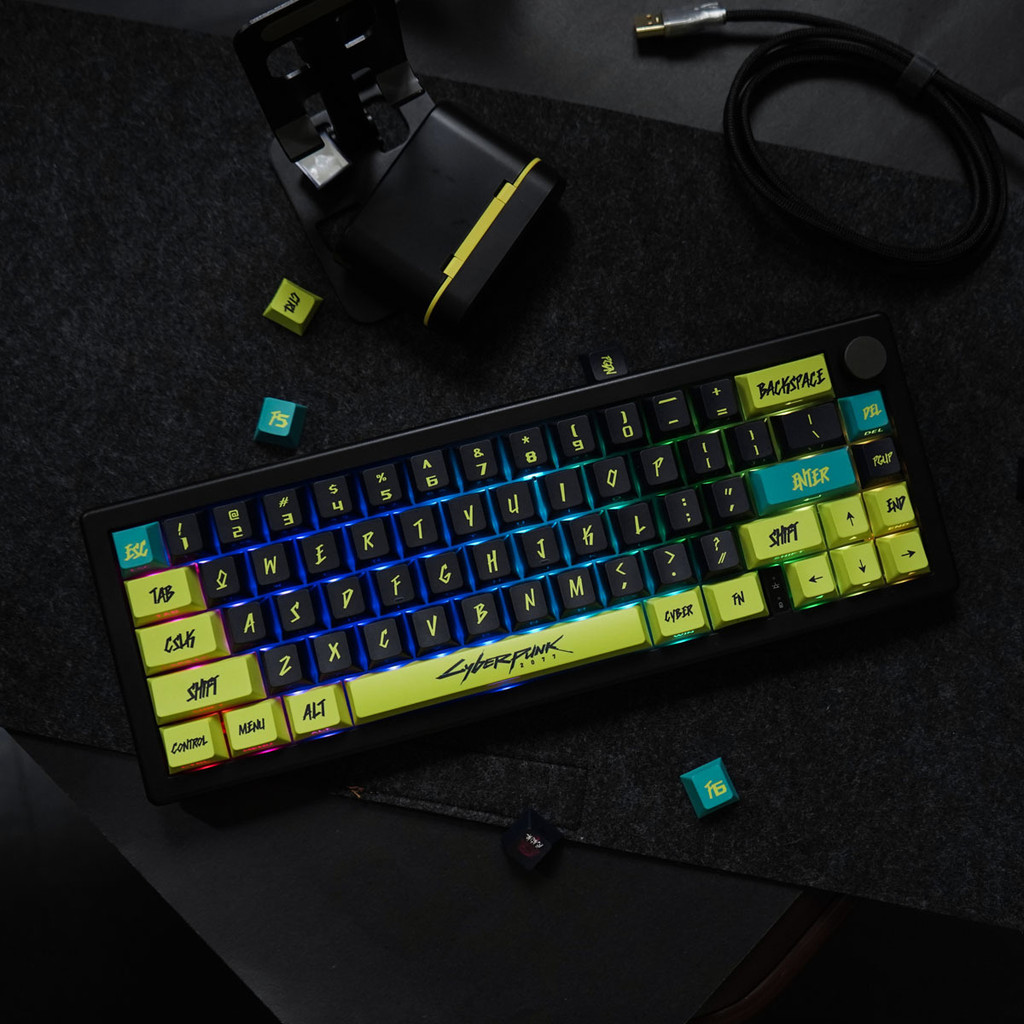 Cyberpunk keycap OEM 129 keys Inspired PBT Side-Printed Backlit Keycaps ...