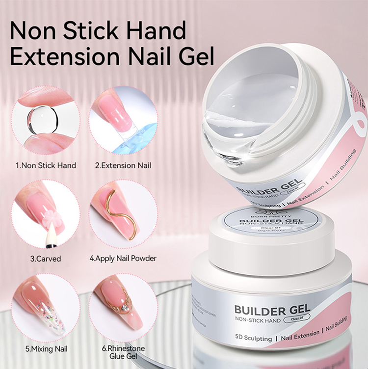 BORN PRETTY Nail Extension Gel Pink White Clear Quick Gel Builder UV ...