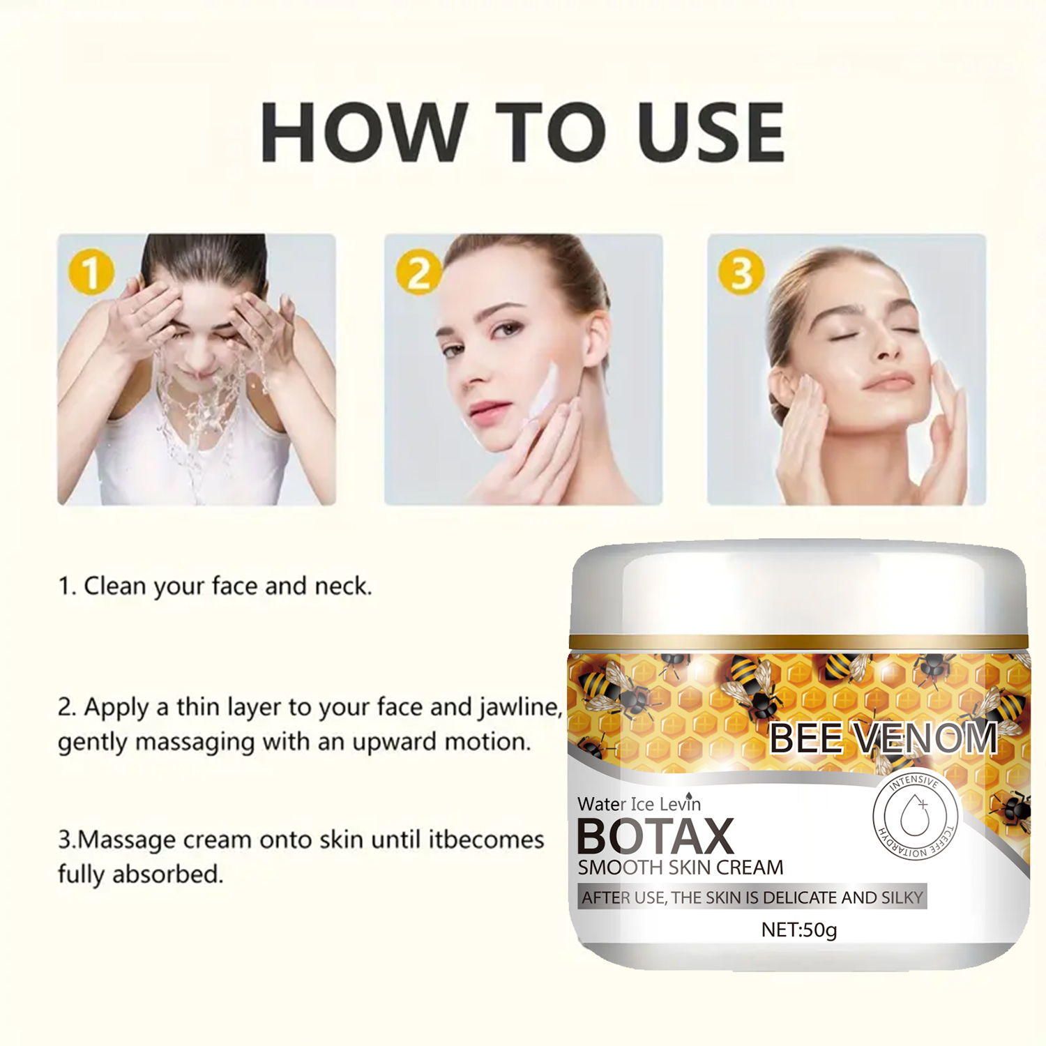 BEE VENOM Face & Neck Care Cream - Hydrating & Tightening Formula ...